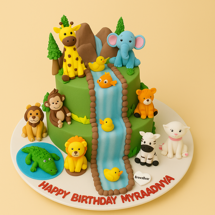 Jungle Adventure Waterfall Cake – Brown Bear Bakers