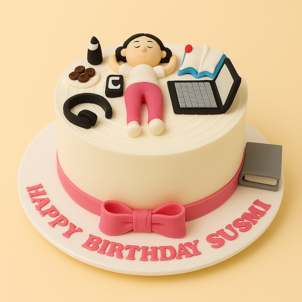 Work & Relaxation Theme Cake – Brown Bear Bakers